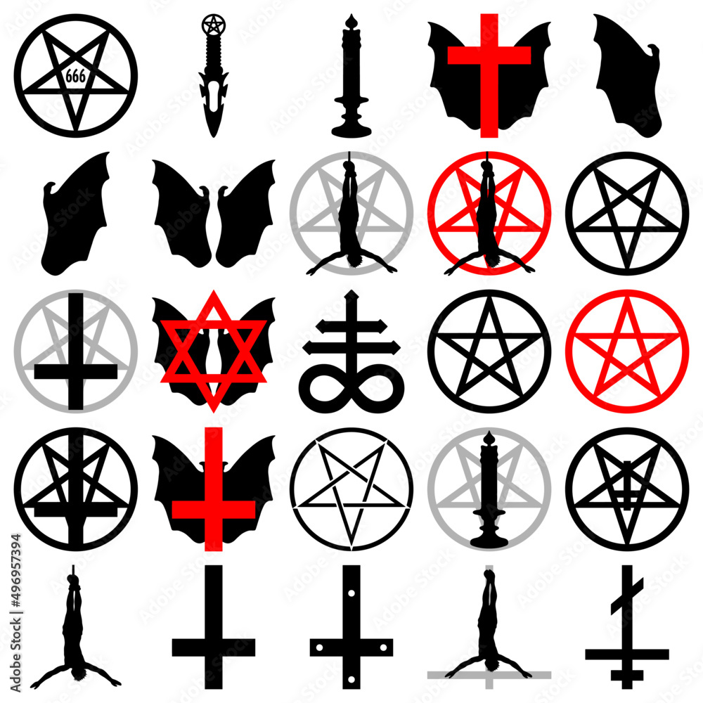 Satanism Clipart Set Stock Vector | Adobe Stock