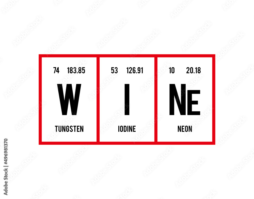Wine - Periodic Table of Elements on black background in vector ...