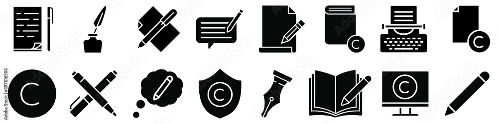 Copyrighting icon vector set. copy writing illustration sign collection ...