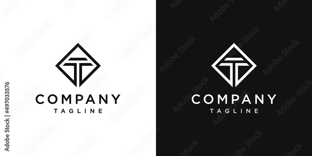 Creative Letter T Monogram Logo Design Icon Template White and Black ...