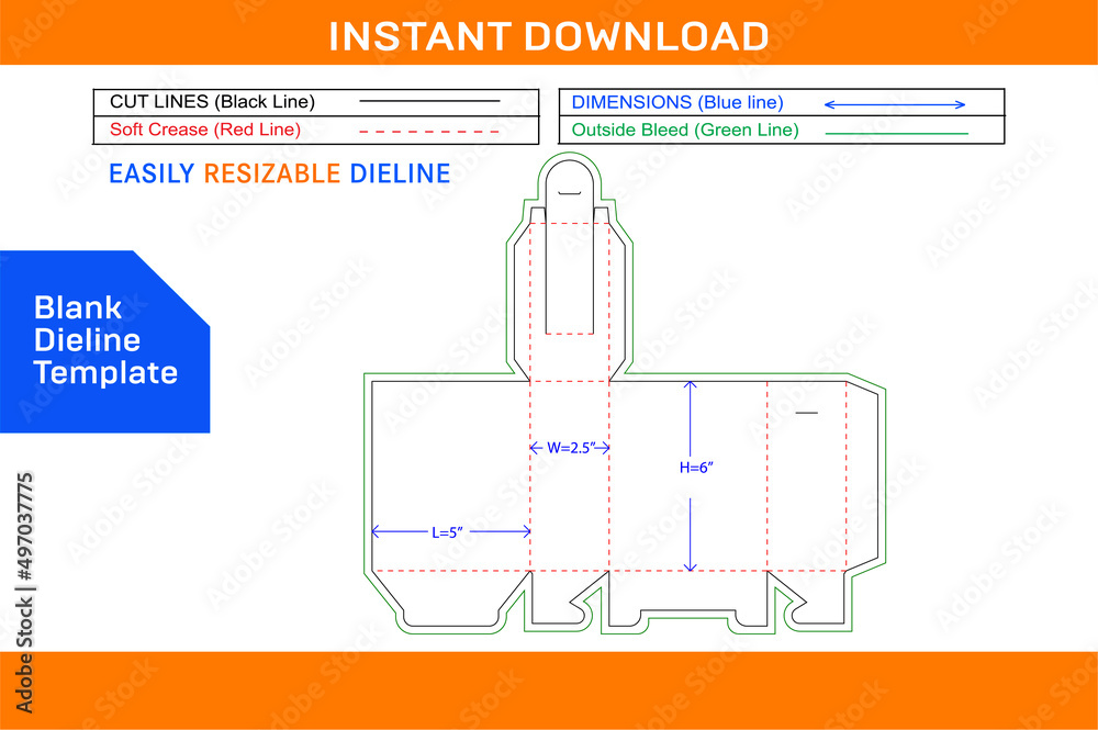 Box packaging dieline template and 3D box design Blank dieline template ...