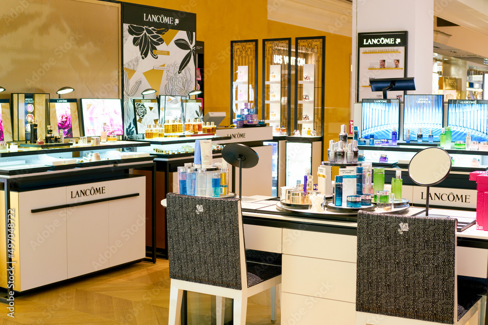 ROME, ITALY - CIRCA NOVEMBER, 2017: Lancome products sit on display at ...