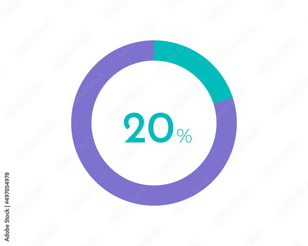 20 Percentage pie diagrams on the white background, pie chart for Your ...