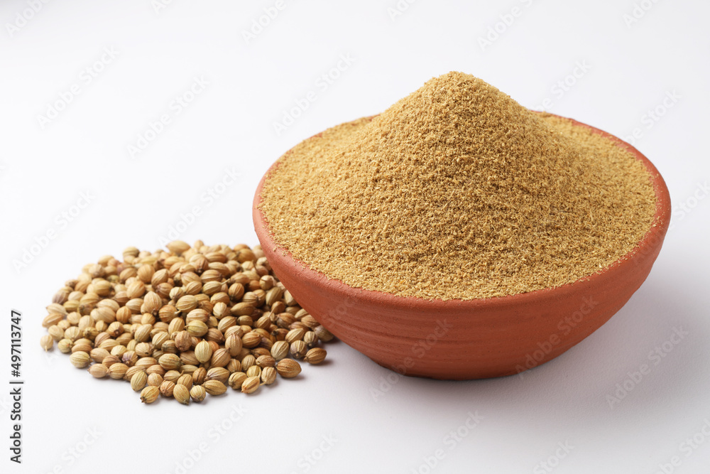Indian spices, Coriander Powder or Dhaniya Powder with Coriander seeds ...