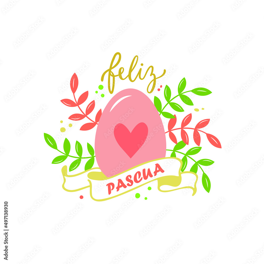 Happy Easter handwritten text in Spanish (Feliz Pascua) isolated on ...