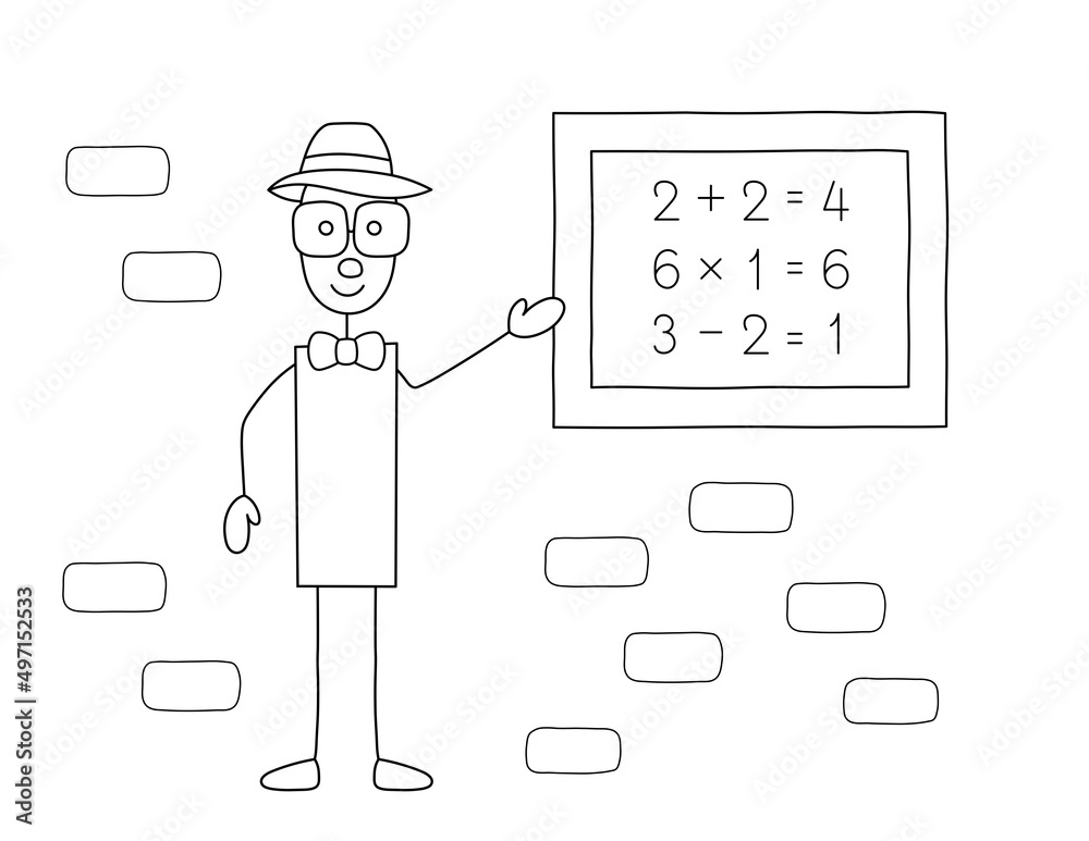 teaching kids mathematics, stick figure teacher. study and learning ...