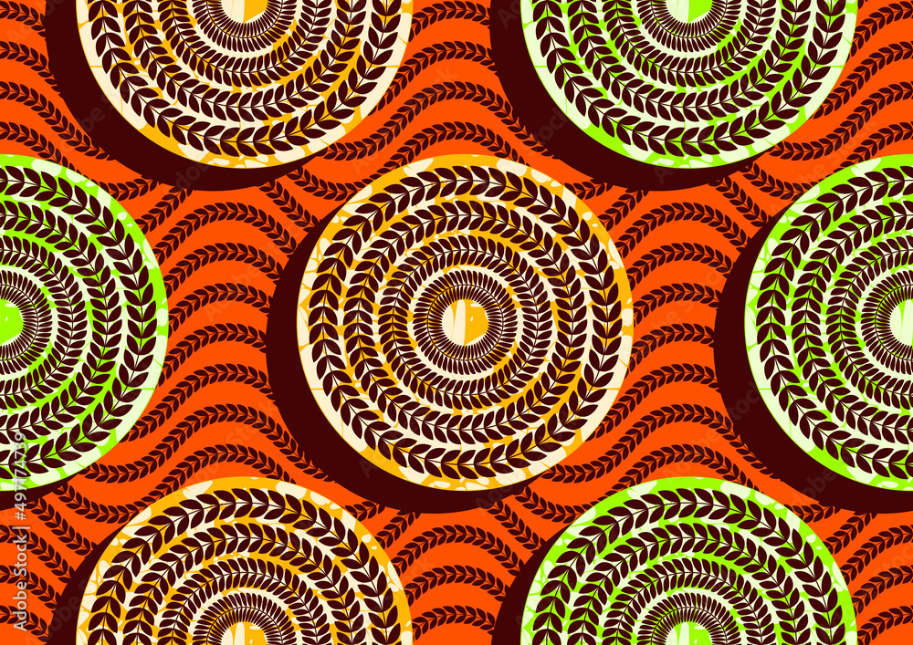 Ivy circle pattern african textile art curvy zig zag, textile art ...
