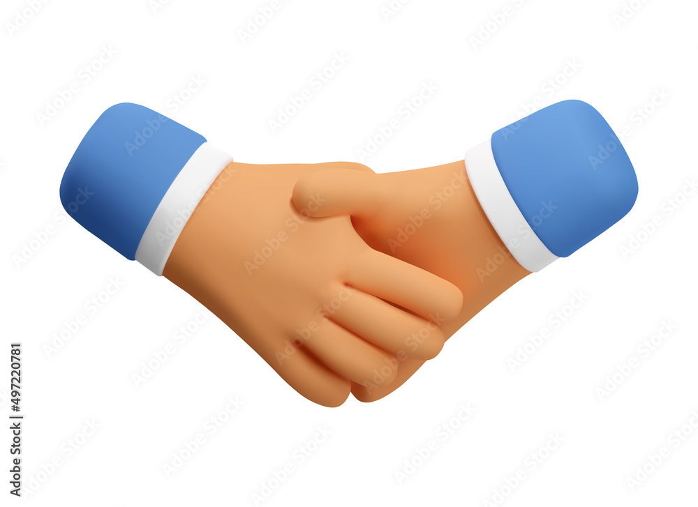 3d hand shake icon gesture. Vector cartoon handshake clip art ...