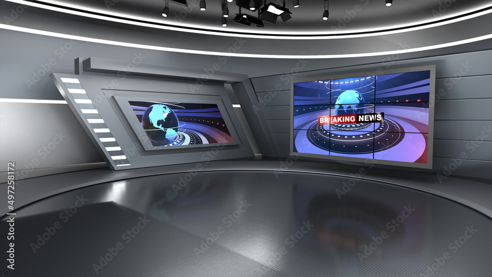 News Studio, Backdrop For TV Shows .TV On Wall.3D Virtual News Studio ...