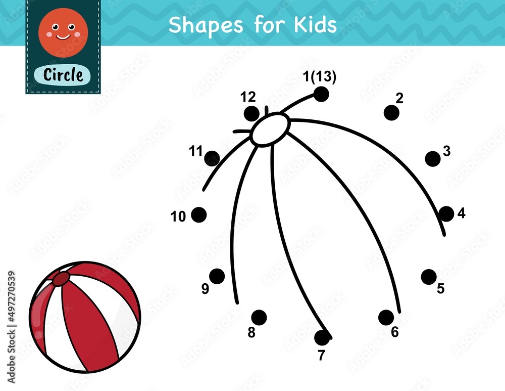 Connect the dots and draw a ball. Dot to dot number game for kids ...