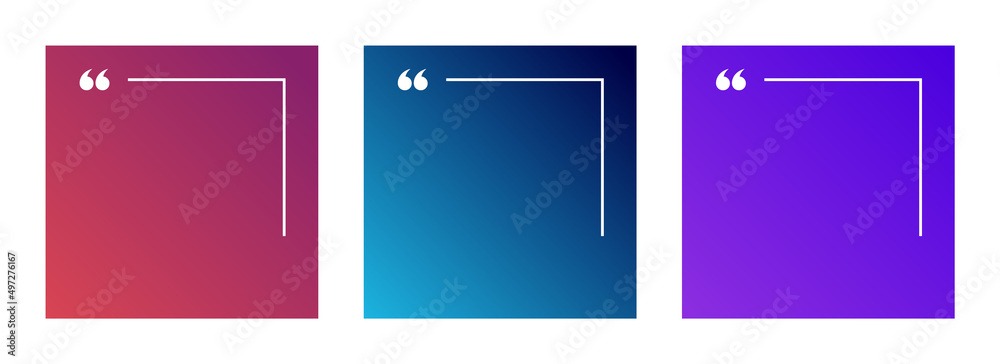 Quote Template Set. Text Box Border with Quotation Marks on Gradient ...