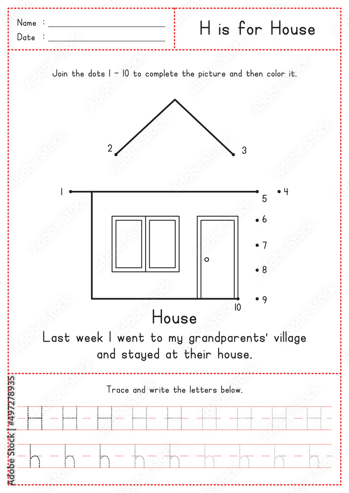 Children Learning Printable - Connecting Dot to Dot, Coloring, Reading ...
