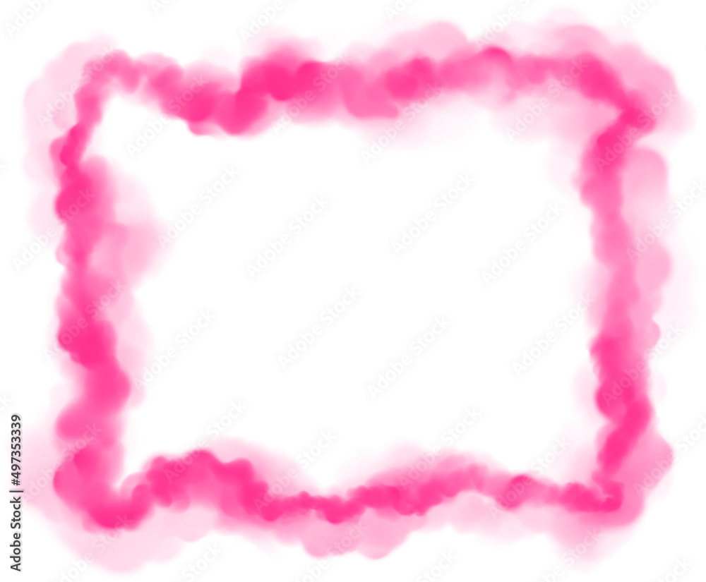 Pink smoke square frame isolated on background. Vector realistic border ...