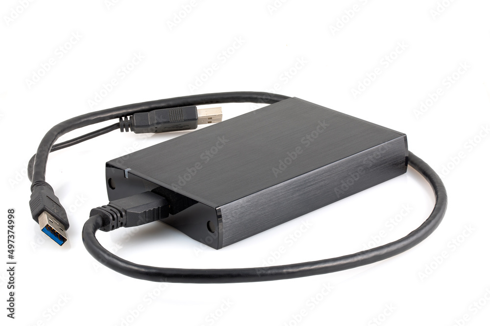 External hard drive disc with usb 3.0 cable, black. Best way of data ...