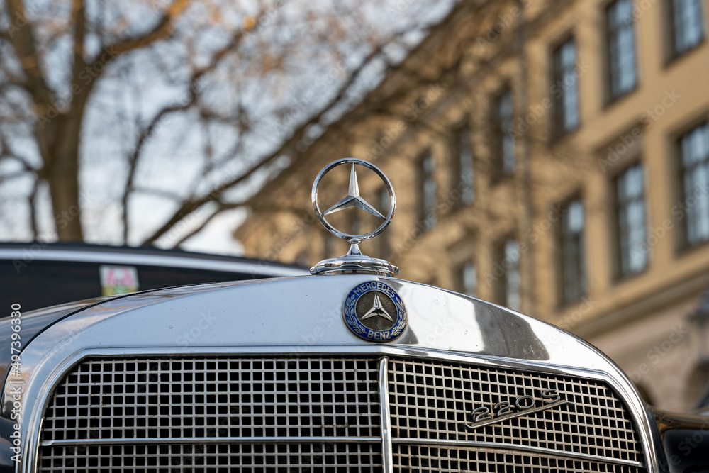 DRESDEN, GERMANY - 31. March 2021: Mercedes-Benz W111 220 S front ...