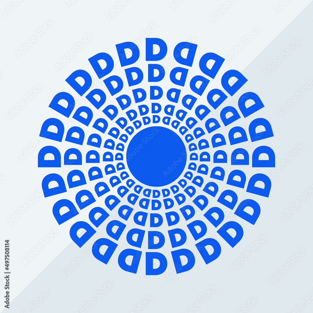 D letter patterns conceptual mandala vector illustration. D text ...