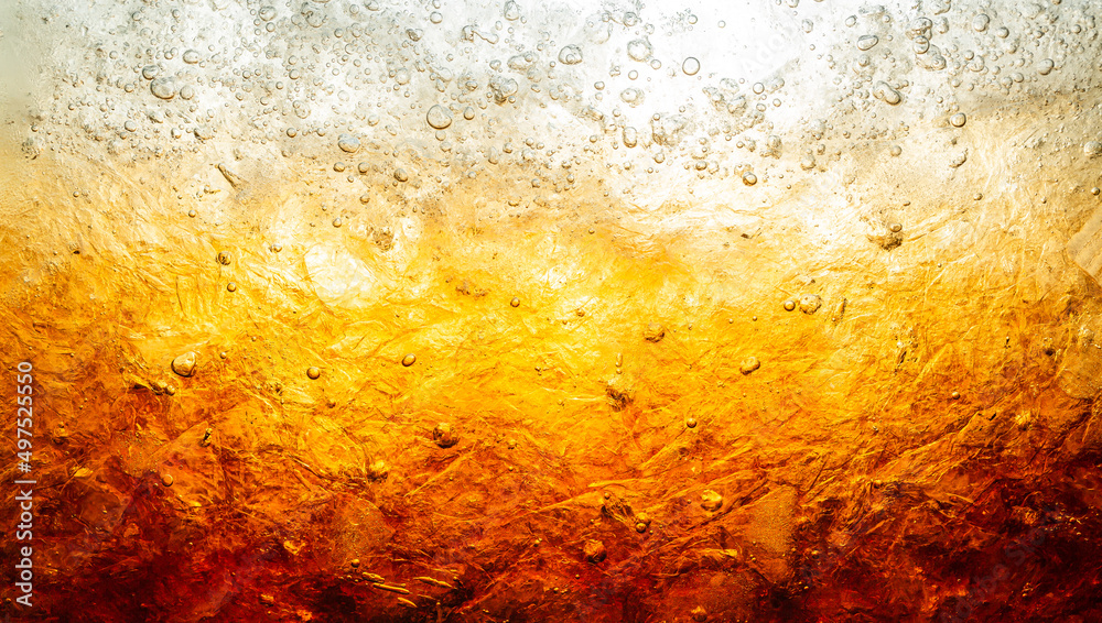 macro soft drink texture,Close up view of the ice cubes in dark cola background. Texture of ...