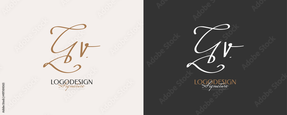 Initial G and V Logo Design in Elegant and Minimalist Handwriting Style ...