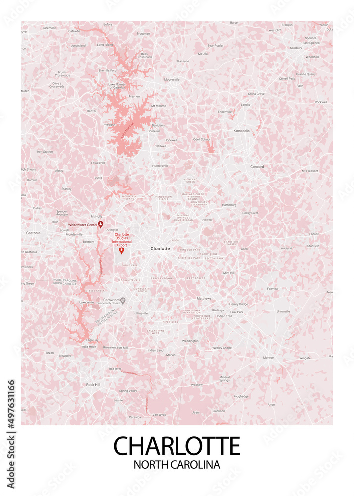 Ilustración de Stock Poster Charlotte - North Carolina map. Road map ...