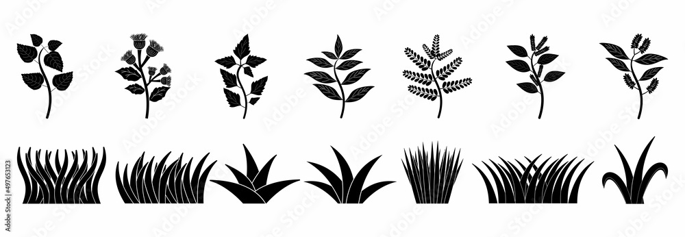 grass icon set, grass vector set sign symbol Stock Vector | Adobe Stock
