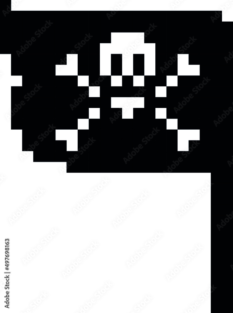 Pirate Flag Pixel art on a white background. Pixel art. Vector ...