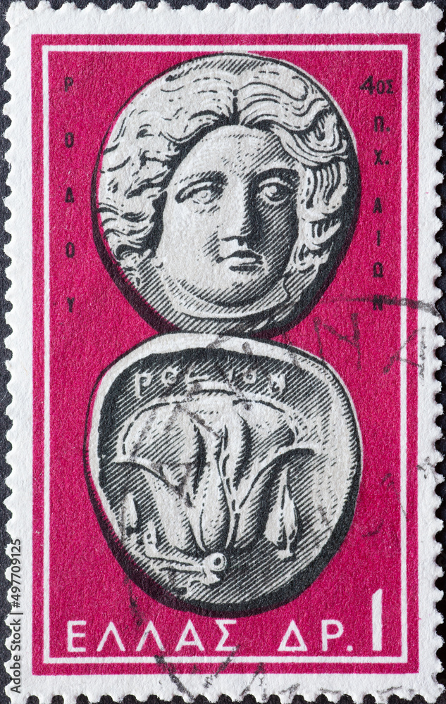 Greece - circa 1959 : a postage stamp from Greece , showing ancient ...