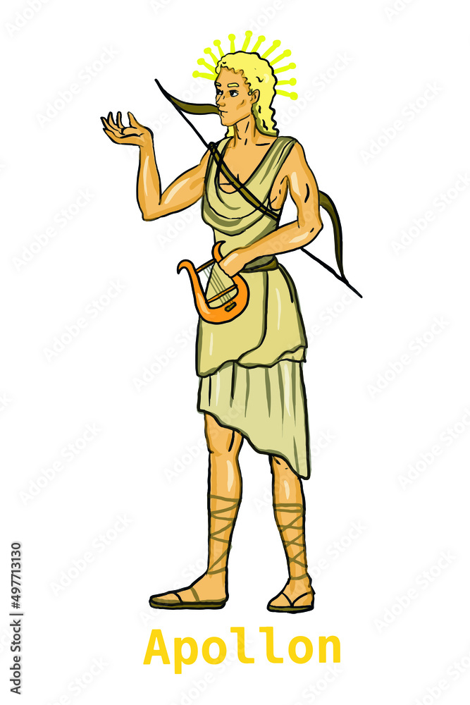 Greek mythology Gods, Apollon,illustration ,white background,line ...