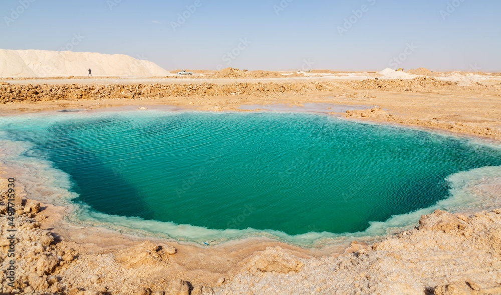 Natural Salt water lake in desert. Oasis in Siwa, Egypt. Tourism spot ...