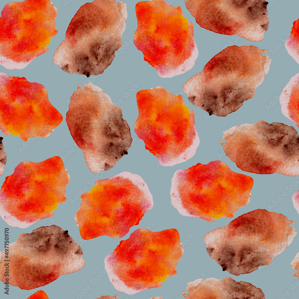 Watercolor abstract simple blobs clipart pattern, earth colors ...