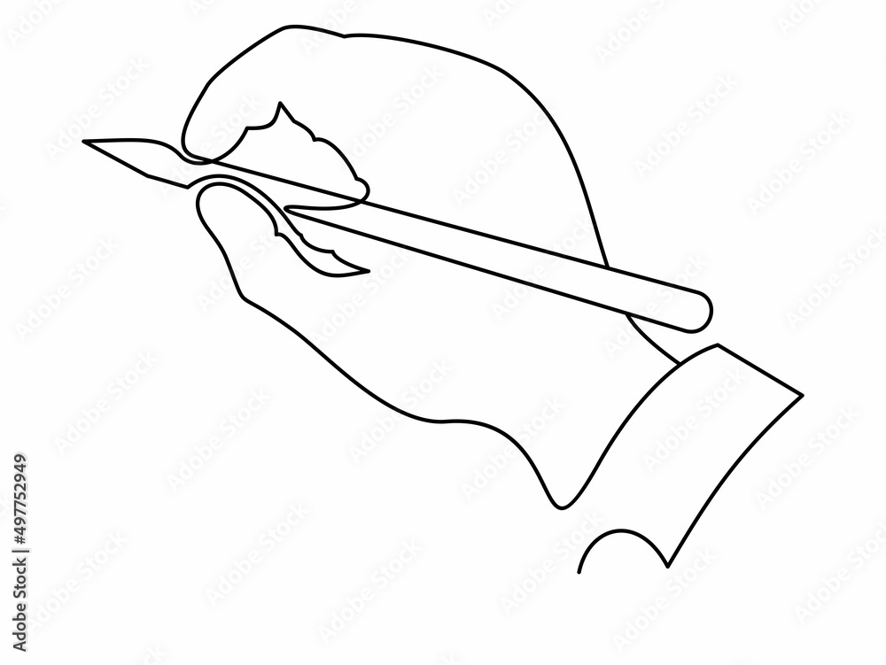 line drawing of hand drawing a line vector illustration Stock Vector ...