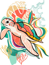 Colorful Water Turtle Art Print Free Stock Photo - Public Domain Pictures