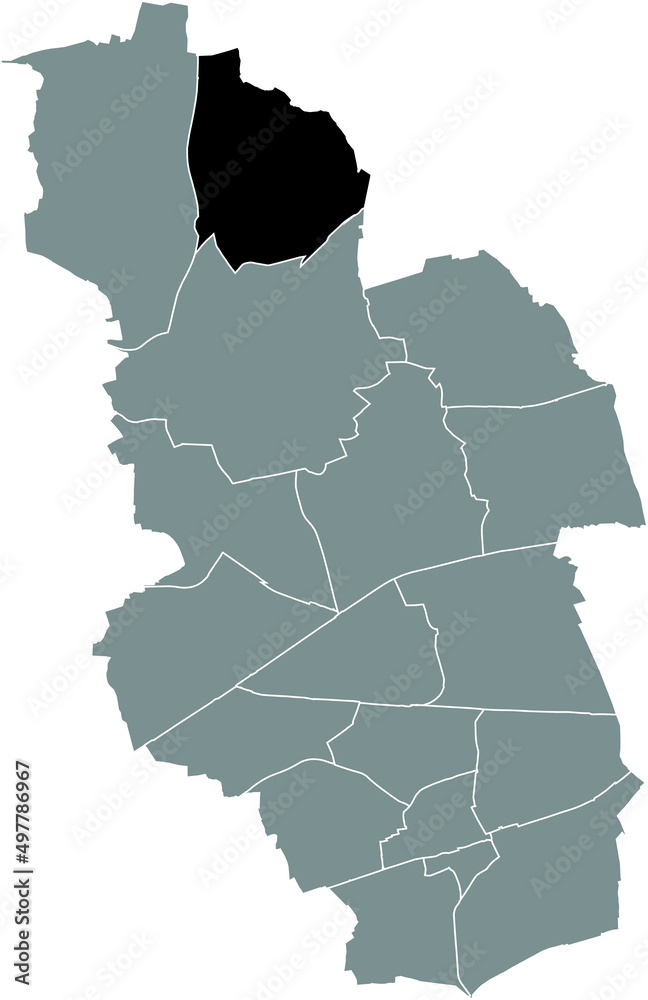 Black flat blank highlighted location map of the HASSEL DISTRICT inside ...