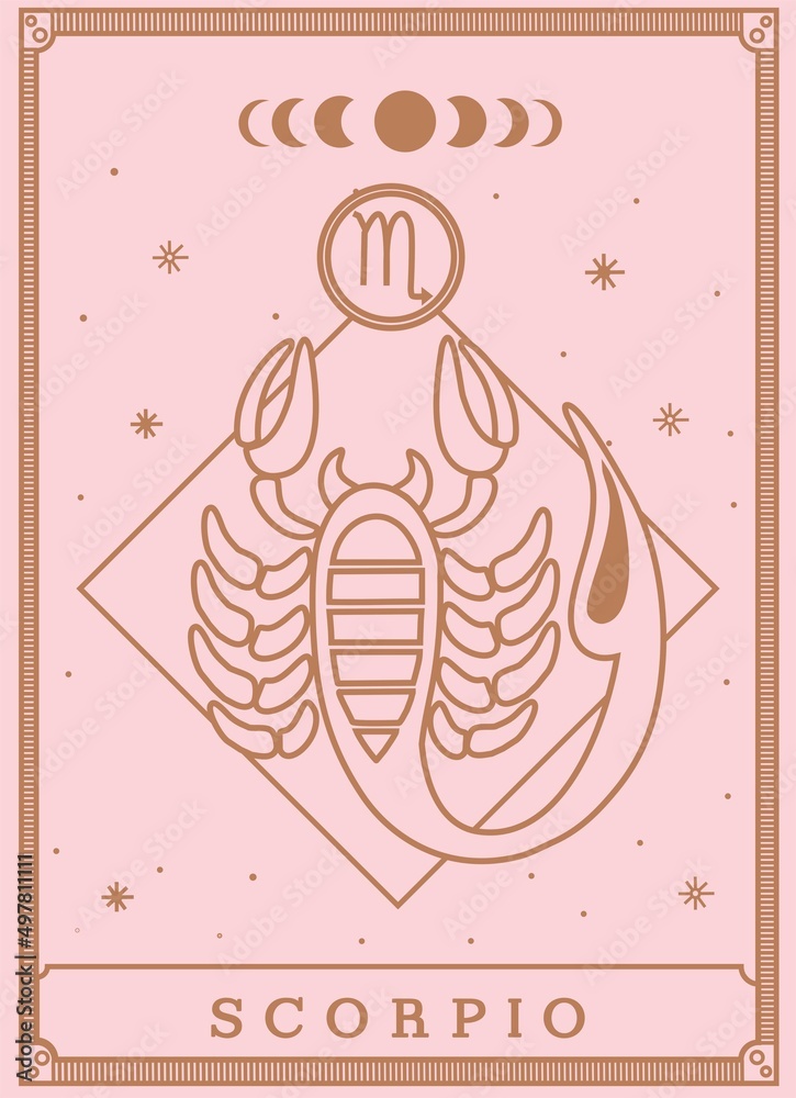Scorpio horoscope and zodiac constellation symbol Minimalist Vector ...