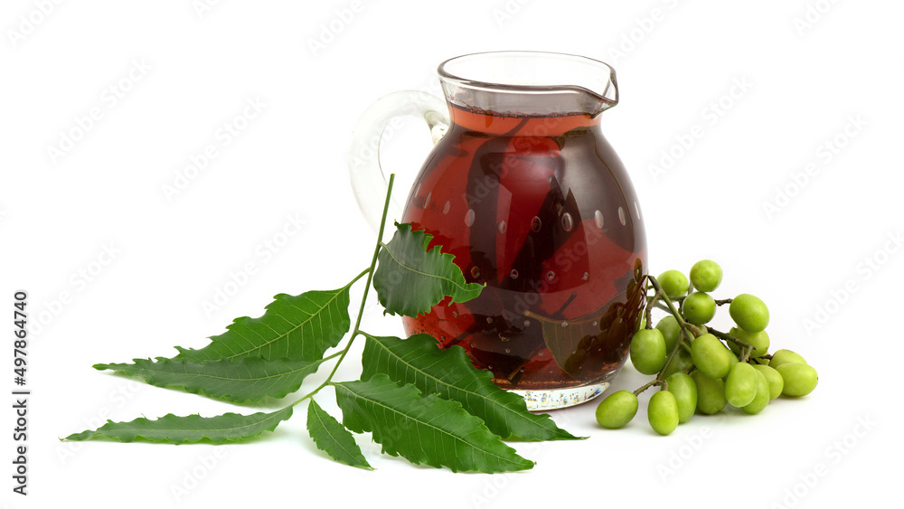 Boiled water from neem leaves isolated on white background. Stock Photo ...