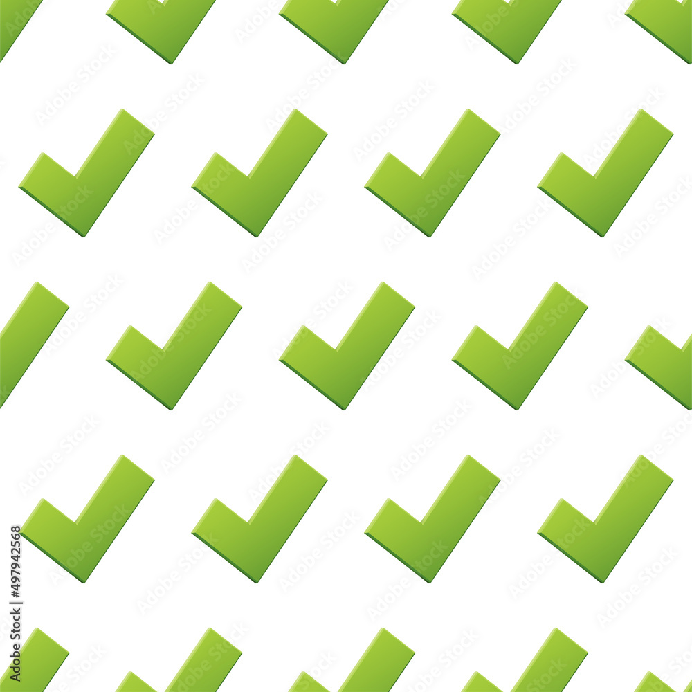 Vector 3d green checkmark checklist icons. Correct check mark answer ...