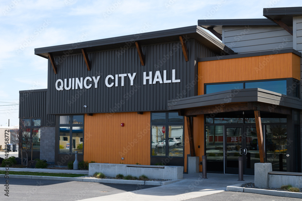 Quincy, WA, USA - April 07, 2022; Quincy City Hall in Grant County in ...
