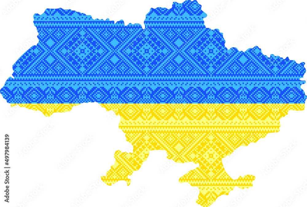 Ukraine map of ukraine embroidered pattern Stock Vector | Adobe Stock