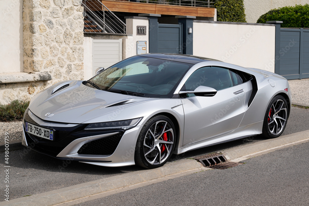 Honda NSX gray luxury gt sport car in street view Stock Photo | Adobe Stock