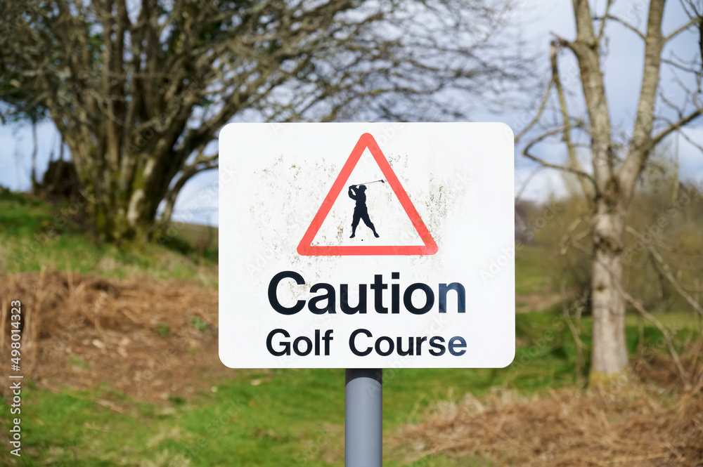 Beware of Golf Balls Sign Caution and Warning Danger Stock Photo ...