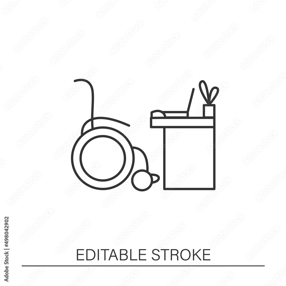Workplace line icon. Comfortable workplace for disability workers ...