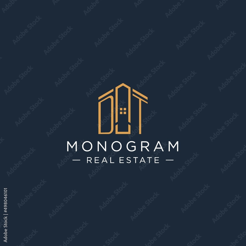 Initial letter DT logo with abstract house shape, luxury and modern ...