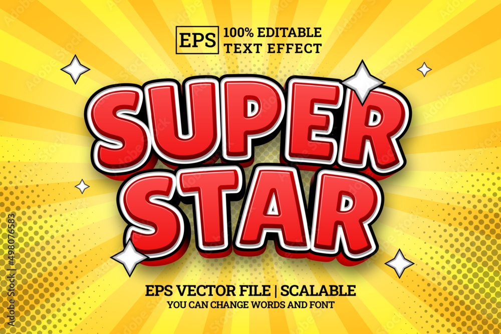 super star comic pop art text style effect Stock Vector | Adobe Stock