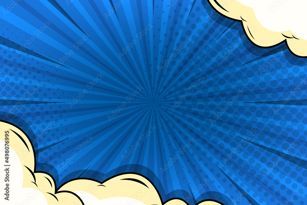 Comic cartoon blue background with cloud Stock Vector | Adobe Stock