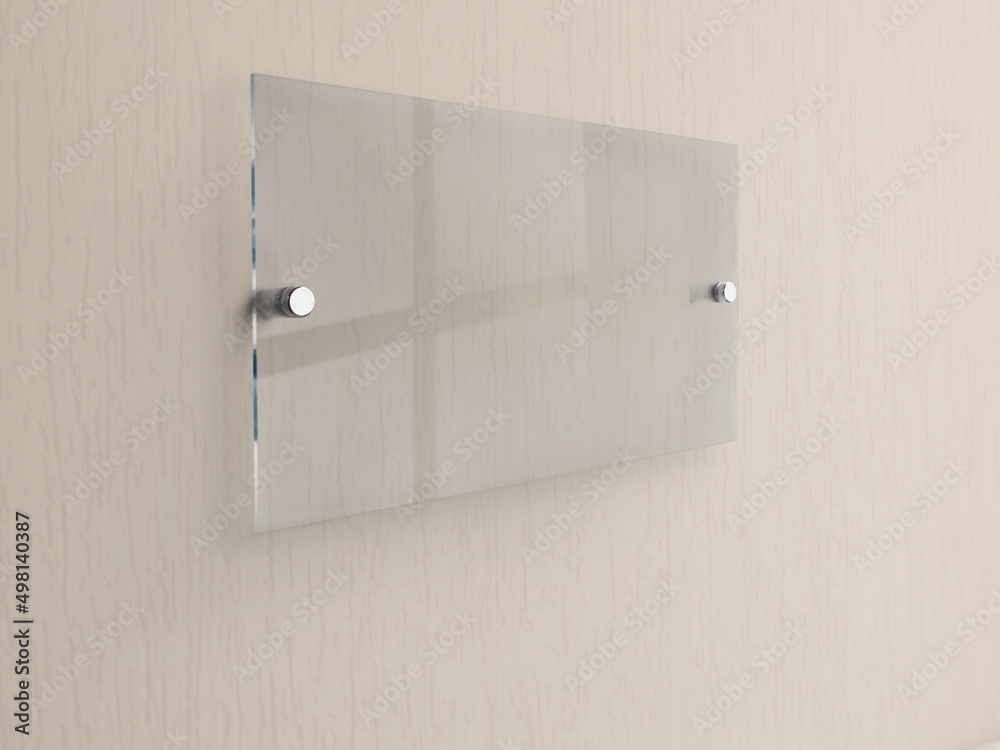 Blank grey rectangle glass office corporate on cream background Signage ...