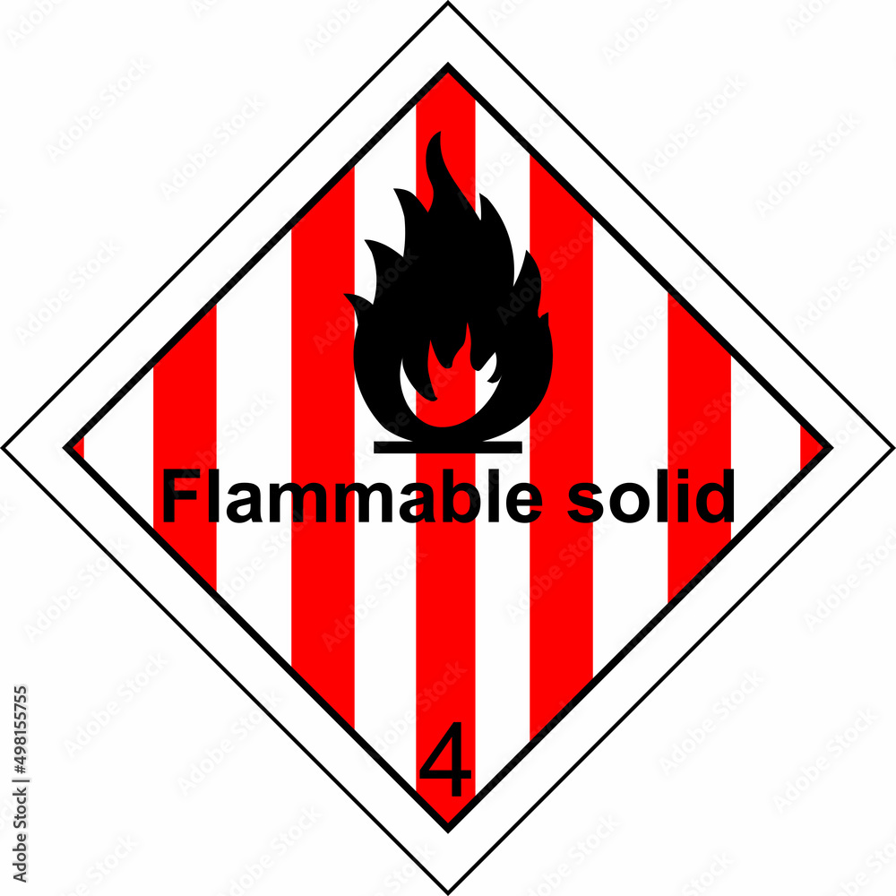 vm4, Sólido inflamable, 4, pictograma, vector, imagen, indicar, anuncio ...
