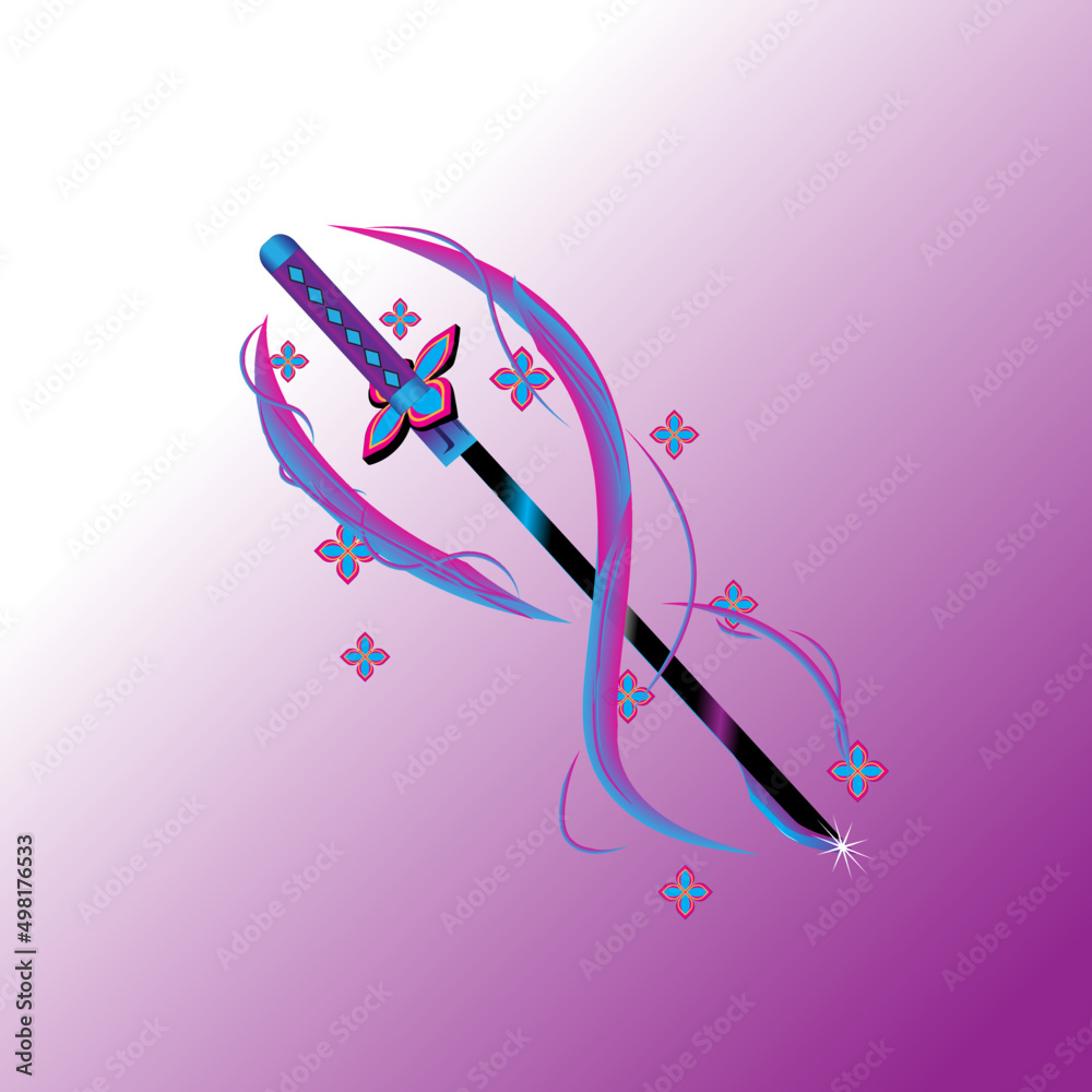 illustration vector graphic of demon slayer sword, an anime from japan ...