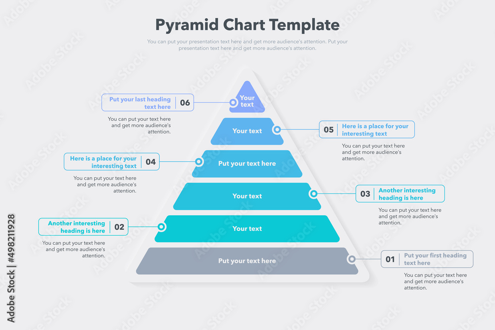 Pyramid graph template with six colorful steps. Easy to use for your ...