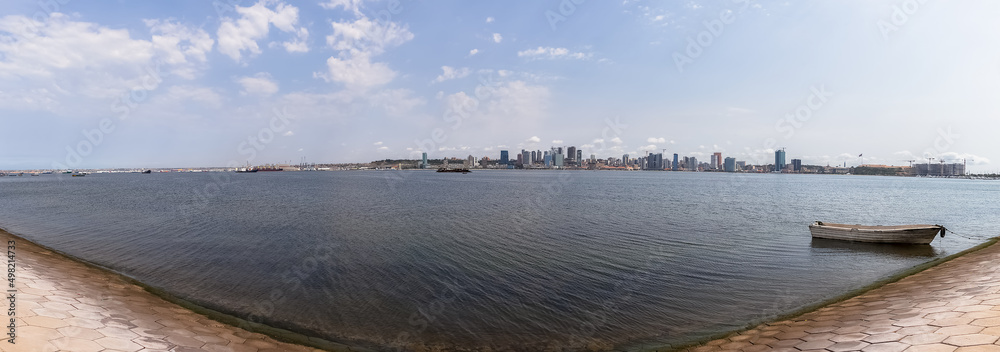 Ultra panoramic view at the Luanda city downtown, Modern skyscrapers ...