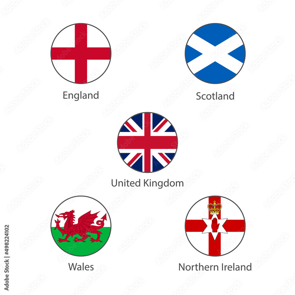 Vector de Stock Flags of United Kingdom and England, Scotland, Northern ...