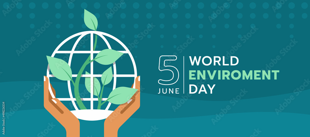 world environment day - hands hold circle white line globe sign with ...